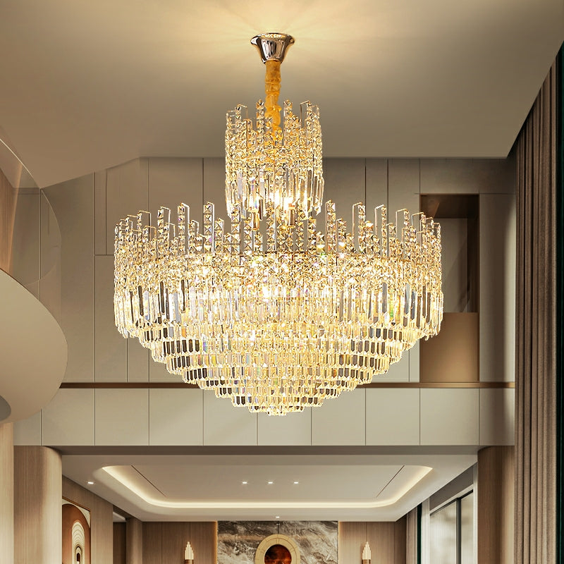 Luxury Hotel Hallway Ceiling Lighting Fixture Large Round Crystal Chan