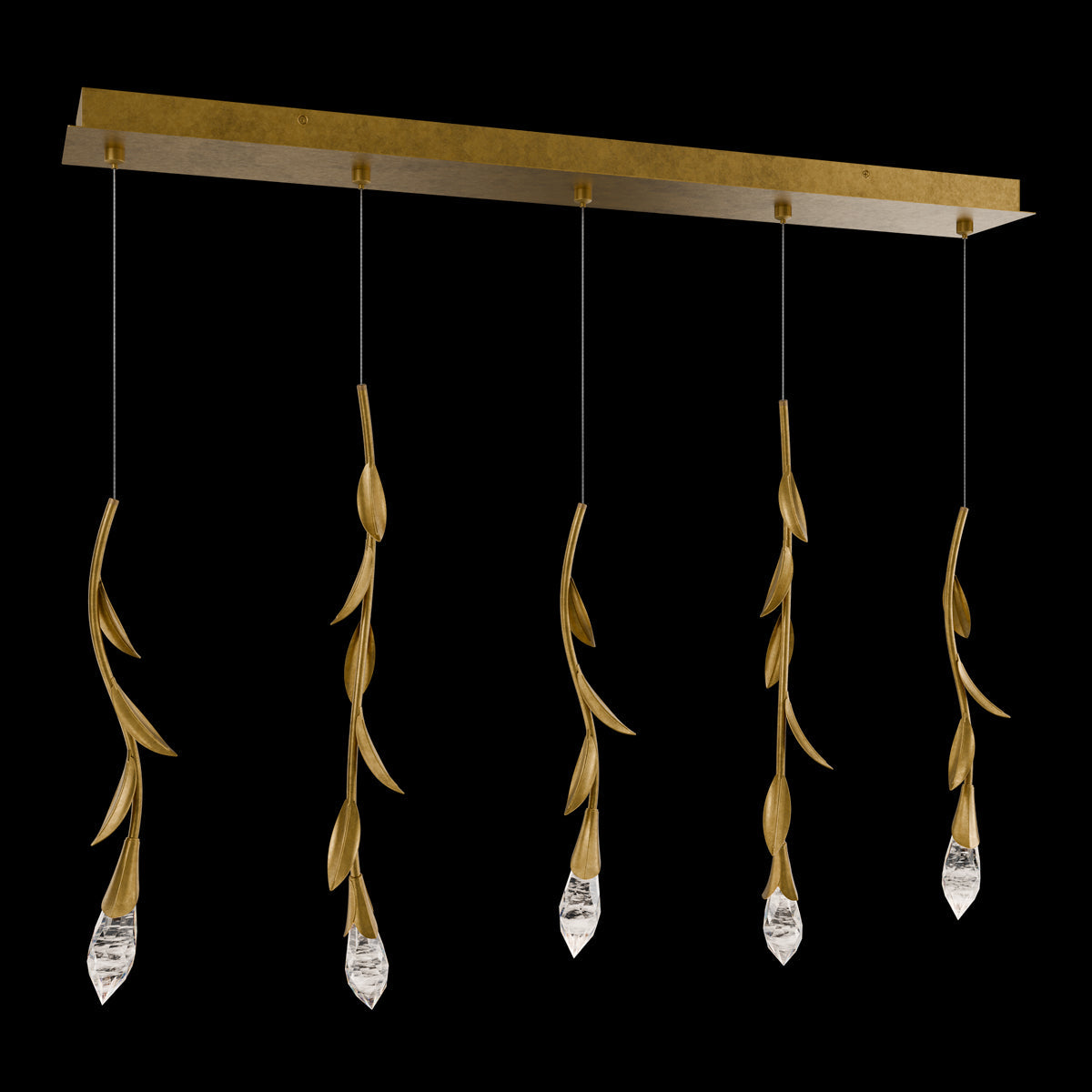 Modern Luxury Floating Branches Floral Crystal Chandelier with Rectang